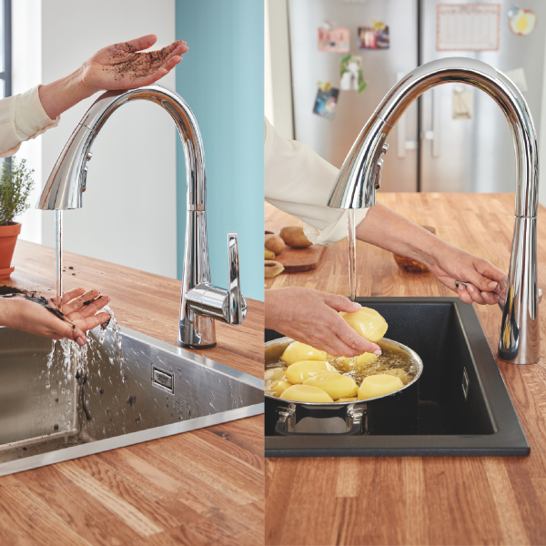 Zedra Touch sink C-spout Triple Spray 30219002 | Azora