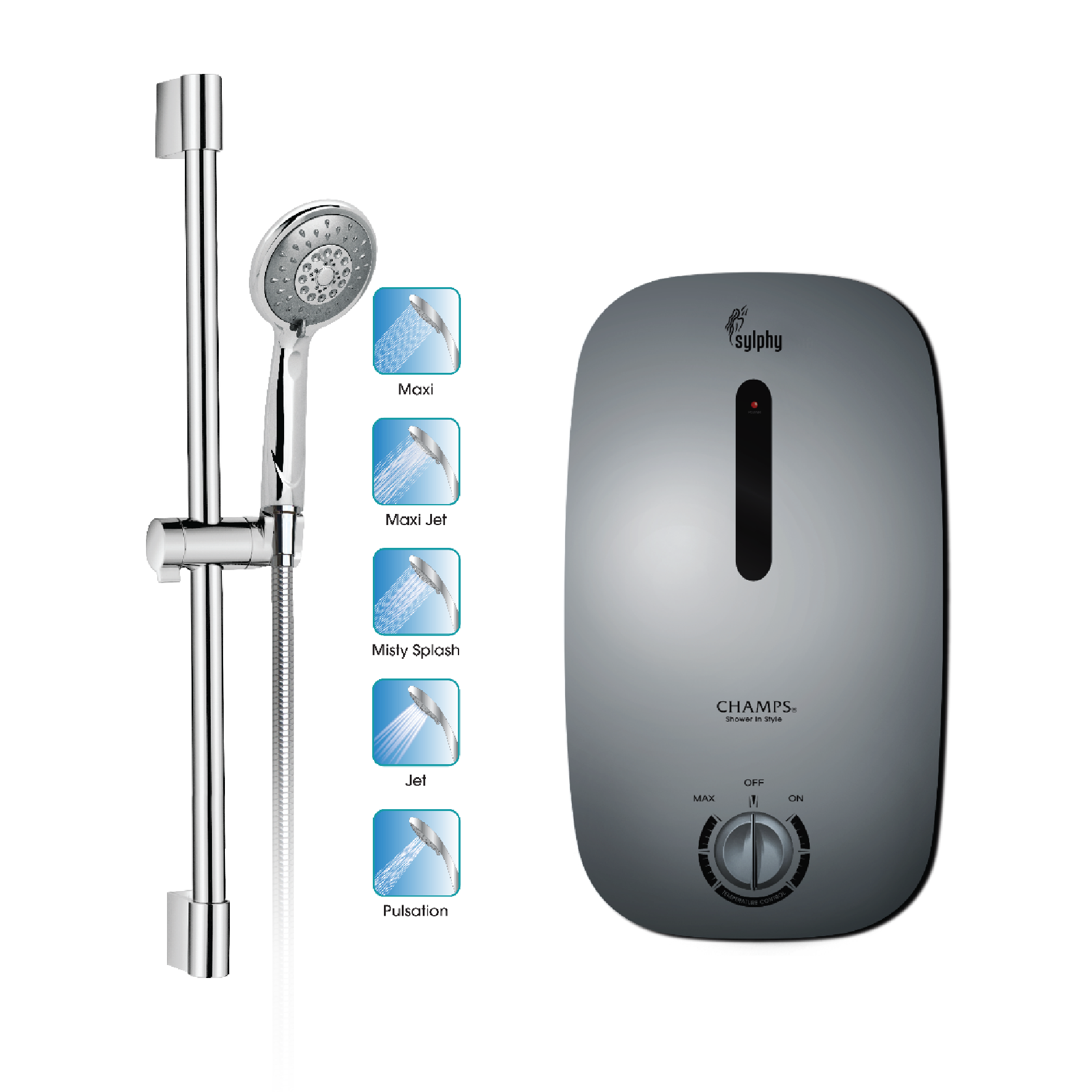 Champs Sylphy with Hand Shower – Matt Grey | Azora
