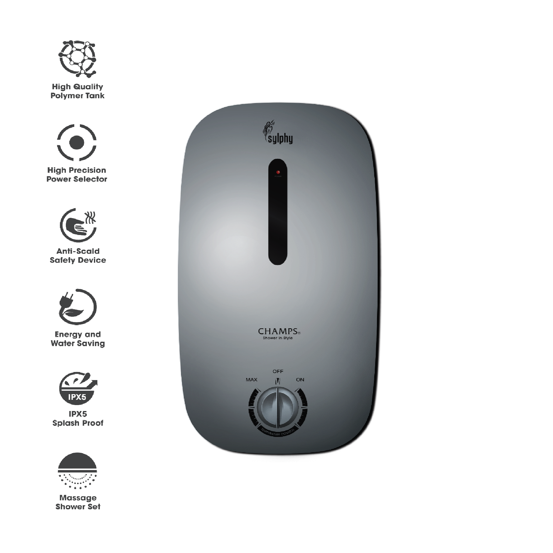 Champs Sylphy with Hand Shower – Matt Grey | Azora